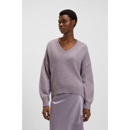 Strickpullover BOSS Orange "Fondyssa Premium Damenmode", Damen, Gr. M (38), light, pastel lila 534, Strick, Obermaterial: 44% Polyamid, 34% Alpaka, 22% Wolle, unifarben, bequem normal, V-Ausschnitt, Rippstrickb&uuml;ndchen, Pullover Strickpullover, im Relaxed Fit, V-Ausschnitt