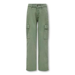 Cargohose KIDS Only "KOGYARROW-VOX STR CARGO PANT PNT NOOS", M&auml;dchen, Gr. 116, N-Gr, gr&uuml;n (hedge gr&uuml;n), Web, Obermaterial: 98% Baumwolle, 2% Elasthan, unifarben, regular fit kn&ouml;chellang, Hosen Cargohose