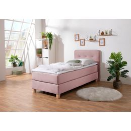 Boxspringbett Home Affaire "Fargo", lila (flieder), B:103cm L:207cm, Struktur fein (100% Polyester);Samtstoff (100% Polyester), Komplettbetten, Boxspringbett, inkl. Topper, in 3 Matratzenarten, in Samt- oder Strukturstoff
