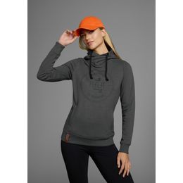 Kapuzensweatshirt OCEAN SPORTSWEAR "Essentials Sweatshirt", Damen, Gr. 32/34, grau (anthrazit), angeraute Sweatware, Obermaterial: 60% Baumwolle, 40% Polyester, unifarben, figurbetont h&uuml;ftlang, Rippb&uuml;ndchen, Sweatshirts Kapuzensweatshirt, Langarm, figurbetonter Schnitt, unifarben