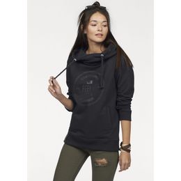 Kapuzensweatshirt OCEAN SPORTSWEAR "Essentials Sweatshirt", Damen, Gr. 32/34, schwarz, angeraute Sweatware, Obermaterial: 60% Baumwolle, 40% Polyester, unifarben, figurbetont h&uuml;ftlang, Rippb&uuml;ndchen, Sweatshirts Kapuzensweatshirt, Langarm, figurbetonter Schnitt, unifarben