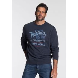 MAN'S WORLD Sweatshirt MAN'S WORLD, Herren, Gr. 3XL (64/66), blau (nachtblau), Obermaterial: 60% Baumwolle, 40% Polyester, normal, Rundhals, Rippstrickb&uuml;ndchen, Sweatshirts Sweatshirt, Langarm, l&auml;ssiger Print, Rundhals, aus Baumwollmischung