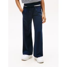 Sweathose Tommy Hilfiger "TOMMY SCRIPT SWEATPANT", M&auml;dchen, Gr. 7 (122), N-Gr, blau (schwarz night navy), Sweatware, Obermaterial: 80% Baumwolle, 20% Polyester, unifarben, regular fit lang, Hosen Sweathose, f&uuml;r Kinder bis 16 Jahre, mit Logo-Schriftzug