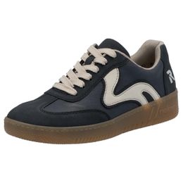 Plateausneaker RIEKER SPORT, Damen, Gr. 39, grau (nachtblau, grau), Lederimitat, Schuhe Plateausneaker, Freizeitschuh, Halbschuh, Schn&uuml;rschuh in veganer Verarbeitung