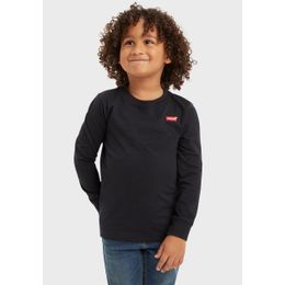 Langarmshirt LEVI'S KIDS "LVB LS GRAPHIC TEE SHIRT", Jungen, Gr. 4 (104), schwarz, Single Jersey, Obermaterial: 60% Baumwolle, 40% Polyester, unifarben, regular fit normal, Rundhals, gerader Abschluss, Shirts Langarmshirt, mit Logo Stickerei for BOYS
