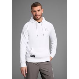 Kapuzensweatshirt Bruno Banani, Herren, Gr. S (44/46), wei&szlig;, angeraute Sweatware, Obermaterial: 60% Baumwolle, 40% Polyester, bedruckt, schmal, B&uuml;ndchen, Sweatshirts Kapuzensweatshirt, lang&auml;rmlig, schmal geschnitten, bedrucktes Design