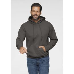Kapuzensweatshirt Fruit of the Loom, Herren, Gr. XXL (56/58), grau (graphit), angeraute Sweatware, Obermaterial: 80% Baumwolle, 20% Polyester, unifarben, normal h&uuml;ftbedeckend, Rundhals, Rippb&uuml;ndchen, Sweatshirts Kapuzensweatshirt, mit K&auml;ngurutasche