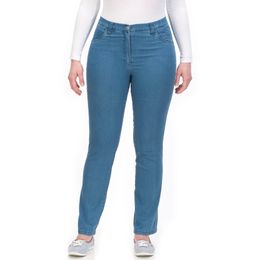 Stretch-Hose KjBRAND "Betty", Damen, Gr. 42, N-Gr, blau (denim bleached), Denim/Jeans, Obermaterial: 78% Baumwolle, 18% Polyester, 4% Elasthan, gerade lang, Hosen Stretch-Hose, super Stretch