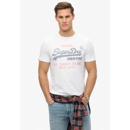 Rundhalsshirt Superdry "VL HERITAGE RELAXED TEE", Herren, Gr. M, optic, Single Jersey, Obermaterial: 100% Baumwolle, meliert, relaxed fit normal, Rundhals, Shirts Rundhalsshirt