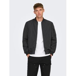 Only & Sons Bomberjacke ONLY & SONS "ONSJOSHUA BOMBER OTW VD", Herren, Gr. M, schwarz, Web, Obermaterial: 100% Polyester, unifarben, B&uuml;ndchen, Jacken Bomberjacke