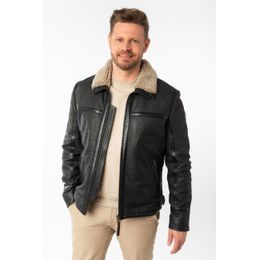 Lederjacke Mauritius "MMAlasko", Herren, Gr. 3XL, anthrazit, Obermaterial: 100% Schafsleder. Besatz: 100% Polyester. Futter: 100% Baumwolle. &Auml;rmelfutter: 100% Polyester, regular fit normal, Jacken Lederjacke, mit Umlegekragen