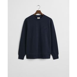 Sweatshirt Gant "TONAL SHIELD", Herren, Gr. S, blau (evening blau), Sweatware, Obermaterial: 100% Baumwolle, regular fit, Rundhals, Rippb&uuml;ndchen, Sweatshirts Sweatshirt, Rundhals, regular fit, basic