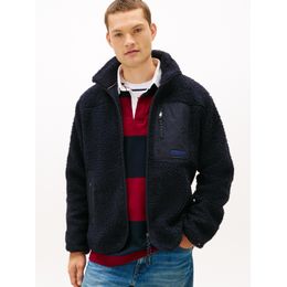 Sweatjacke Tommy Hilfiger "TEDDY FLEECE ZIP THROUGH", Herren, Gr. M, desert sky, Fleece, Obermaterial: 50% Polyacryl, 50% Polyester, regular fit normal, Rundhals, eingesetzt gerader Abschluss, Sweatjacken Sweatjacke, &Uuml;bergangsjacke Herbstjacke Teddy Pl&uuml;sch Soft Jacke