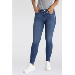 Skinny-fit-Jeans Only "ONLWOW &ndash; Skinny-Jeans mit Stretch f&uuml;r schlanke Silhouette", Damen, Gr. M (38), L&auml;nge 30, blau (medium blau denim), Denim/Jeans, Obermaterial: 64% Baumwolle, 31% Polyester, 3% Viskose, 2% Elasthan, unifarben, skinny fit lang, Jeans Skinny-fit-Jeans, Denim, skinny fit, destroyed Effekte