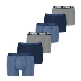 Boxershorts Puma "Puma MEN EVERYDAY BOXER 6P ECOM", Herren, Gr. XL, blau (denim combo), Single Jersey, Obermaterial: 95% Baumwolle, 5% Elasthan, eng, Unterhosen Boxershorts, Elastischer Logobund, Stretchmaterial, ohne Eingriff, Topseller