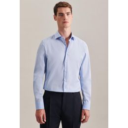 Businesshemd Seidensticker "Schwarze Rose", Herren, Gr. XS (36), verl&auml;ngerte &Auml;rmell&auml;ngen, blau, 100% Baumwolle, unifarben, slim fit, 2-Knopf-Manschette, Hemden Businesshemd, Slim 1/1 Extra lang Kentkragen Uni