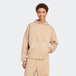 Kapuzensweatshirt adidas Sportswear "W FI SL FZ HD", Damen, Gr. XS, beige (warm sandstone), Obermaterial: 68% Baumwolle, 32% Polyester, Sweatshirts Kapuzensweatshirt