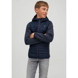 Jack & Jones Steppjacke JACK & JONES JUNIOR "JJEMULTI w&auml;rmt, winddicht, wasserdicht, gesteppt", Jungen, Gr. 176, blau (navy blazer), Web, Obermaterial: 100% Polyester. Futter: 100% Polyester. Wattierung: 100% Polyester, unifarben mit Farbeinsatz, regular fit normal, eingefasste Kante, Jacken Steppjacke, Farbeinsatz, modisch, regular fit, Kapuze, Topseller