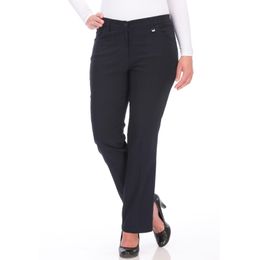 5-Pocket-Hose KjBRAND "Betty Bengaline", Damen, Gr. 42, N-Gr, blau (marine), Web, Obermaterial: 80% Viskose, 17% Polyamid, 3% Elasthan, bequem lang, Hosen 5-Pocket-Hose, in bequemer Form