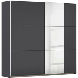 Schwebet&uuml;renschrank Rauch "Kleiderschrank Dreht&uuml;renschrank Schrank Garderobe KRONACH TOPSELLER", grau (graumetallic, griffleisten alu, 1 spiegel), B:218cm H:210cm T:59cm, Holzwerkstoff, Schr&auml;nke, Schwebet&uuml;renschrank, optional ohne, mit 1 oder 2 Spiegel, viel Stauraum MADE IN GERMANY