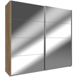 Schwebet&uuml;renschrank wimex "Easy", braun (plankeneichefarben, spiegel), B:225cm H:210cm T:65cm, Schr&auml;nke, Schwebet&uuml;renschrank, mit Vollspiegel