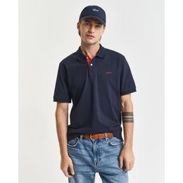 Poloshirt Gant "REG CONTRAST PIQUE SS RUGGER", Herren, Gr. 5XL, blau (evening blau), Piqu&eacute;, Obermaterial: 96% Baumwolle, 4% Elasthan, unifarben mit Farbeinsatz, regular fit h&uuml;ftlang, hoch geschlossener Ausschnitt, Rippb&uuml;ndchen, Shirts Poloshirt, mit kontrastfarbenen Eins&auml;tzen, Topseller