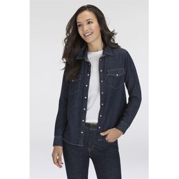 Levi's Jeansbluse LEVI'S "ESSENTIAL WESTERN", Damen, Gr. S (36), today's news, Denim/Jeans, Obermaterial: 91% Baumwolle, 9% Leinen, Basic, figurbetont h&uuml;ftbedeckend, eckige 1-Knopf-Manschette mit Schlitz, Blusen Jeansbluse, mit Brusttaschen mit Druckkn&ouml;pfen