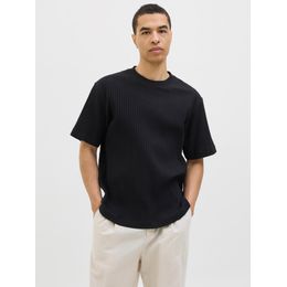 Jack & Jones T-Shirt JACK & JONES "JJEURBAN EDGE STRUCTURE TEE SS", Herren, Gr. S, schwarz (schwarz detail:1), Jersey, Obermaterial: 94% Baumwolle, 6% Elasthan, unifarben, relaxed fit normal, Rundhals, Shirts T-Shirt