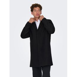 Only & Sons Kurzmantel ONLY & SONS "ONSARON WOOL COAT OTW", Herren, Gr. S, schwarz, Web, Obermaterial: 50% Polyester, 40% Wolle, 5% Polyacryl, 5% Viskose, unifarben, V-Ausschnitt, M&auml;ntel Kurzmantel