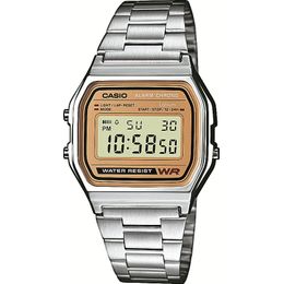 Chronograph CASIO VINTAGE, silber (silberfarben, apricot), Armbanduhren, Damen, Chronograph, Quarzuhr, Armbanduhr, Damenuhr, Herrenuhr, Digitaluhr,Edelstahlarmband
