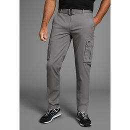 H.I.S. Cargohose H.I.S, Herren, Gr. 32, L&auml;nge 32, grau (dunkel grau), Web, Obermaterial: 98% Baumwolle, 2% Elasthan, unifarben, regular fit lang, Hosen Cargohose, Topseller