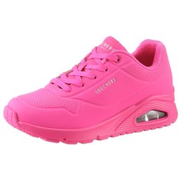 Plateausneaker Skechers "UNO-NIGHT SHADES", Damen, Gr. 38, pink (neonpink), Lederimitat, Schuhe Plateausneaker, Keilsneaker, Chunky Sneaker, Schn&uuml;rschuh mit Luftkissensohle, Topseller