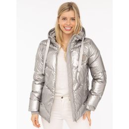 Steppjacke Zwillingsherz "Zwillingsherz", Damen, Gr. XXL, metallic beige, Steppware, Obermaterial: 100% Polyester, bequem, Jacken Steppjacke, gl&auml;nzend, Kapuze, Herzchen-Pr&auml;gung am R&uuml;cken