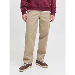 Jack & Jones Chinohose JACK & JONES "JPSTKANE MASON EASY CARE CHINO SN", Herren, Gr. 31, L&auml;nge 34, beige (crockery), Web, Obermaterial: 98% Baumwolle, 2% Elasthan, unifarben, relaxed fit kn&ouml;chellang, Hosen Chinohose
