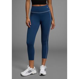 Trainingstights FAYN SPORTS, Damen, Gr. 38, N-Gr, blau (dunkelblau), Jersey, Obermaterial: 80% Polyester, 20% Elasthan, clean, k&ouml;rpernah wadenlang, Hosen Trainingstights, mit Reflektorprint, Topseller