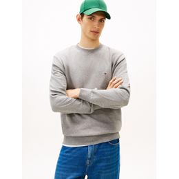 Sweatshirt Tommy Hilfiger "ESSENTIAL TERRY CREWNECK", Herren, Gr. M, grau (medium grau heather), Sweatware, Obermaterial: 100% Baumwolle, regular fit, Rundhals, Rippb&uuml;ndchen, Sweatshirts Sweatshirt