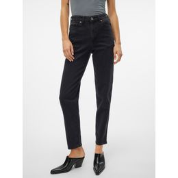 V&eacute;ro Moda Mom-Jeans VERO MODA "VMTESSA HR MOM JEANS RA220 GA NOOS", Damen, Gr. 29, L&auml;nge 30, blau (dunkelgrau denim), Denim/Jeans, Obermaterial: 99% Baumwolle, 1% Elasthan, unifarben, bequem kn&ouml;chellang, Jeans Mom-Jeans