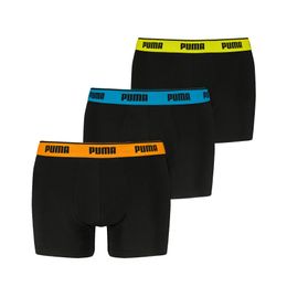 Boxershorts Puma "Puma MEN EVERYDAY BASIC BOXERS 3P", Herren, Gr. L, schwarz (schwarz, various logo colors), Single Jersey, Obermaterial: 95% Baumwolle, 5% Elasthan, k&ouml;rpernah, Unterhosen Boxershorts, Komfortabler elastischer Logobund