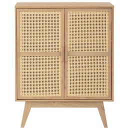 Kommode OTTO HOME "Bridget Highboard", braun (eichefarben), B:87cm H:110cm T:39cm, Geflecht Rattan, Holzwerkstoff, MDF, Massivholz, Sideboards, Kommode, Kommode, feste und verstellbare Einlegeb&ouml;den, Breite 87cm, H&ouml;he 110cm