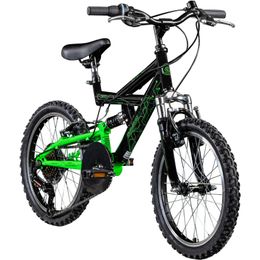 Galano FS180 Kinderfahrrad 18 Zoll ab 5 Jahre 115 - 130 cm Mountainbike Fully 6 G&auml;nge schwarz/gr&uuml;n