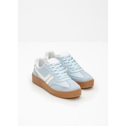 bonprix Plateau-Sneaker im Retrolook, blau, Gr.40, Sportlicher Plateau Sneaker im Retro Look, aus Vegan