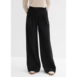 bonprix Bundfaltenhose mit Bequembund, schwarz, Gr.42, schicke Bundfaltenhose mit elastischem Bund