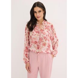 bonprix Chiffontunika mit Bindedetail, rosa, Gr.52, stylische Chiffonbluse mit Bindedetails