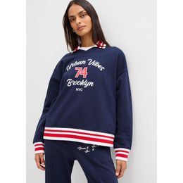 bonprix Oversize Sweatshirt aus reiner Bio-Baumwolle, blau, Gr.48/50 (XL), Trendiges Oversize Sweatshirt aus reiner Bio-Baumwolle, aus 100% Baumwolle