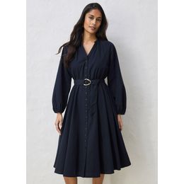 bonprix Hemdblusenkleid aus Seiden-Anteil und G&uuml;rtel, schwarz, Gr.38, Fr&uuml;hlingshaftes Kleid mit passenden G&uuml;rtel, aus sch&ouml;nen Baumwoll-Seiden-Mix, 80% Baumwolle (organic)