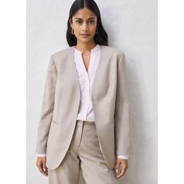 bonprix Kragenloser Blazer aus weichem Woll-Mix, beige, Gr.50, moderner Blazer aus weichem Woll-Mix, aus Wolle