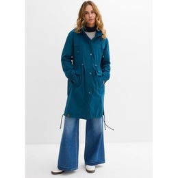bonprix Trench-Parka mit gro&szlig;en Taschen, petrol, Gr.36, Modischer Parka in Trench-Optik mit Kapuze, 97% Baumwolle