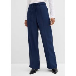 bonprix Gerade geschnittene Hose mit Bequembund, blau, Gr.36, Hose mit einer Biesennaht an der Vorderseite sowie einem Bindeband
