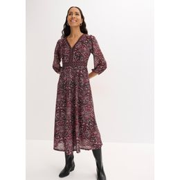 bonprix Jerseykleid, schwarz, Gr.48/50 (XL), feminines Jerseykleid in Midil&auml;nge mit 3/4-&Auml;rmeln