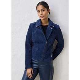 bonprix Biker-Velourslederjacke, blau, Gr.42, coole Biker-Lederjacke aus hochwertigen Veloursleder, aus Veloursleder